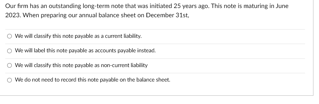 Solved Our firm has an outstanding long-term note that was | Chegg.com
