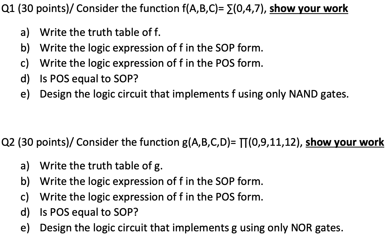Solved Q1 (30 points)/ Consider the function f(A,B,C)= | Chegg.com