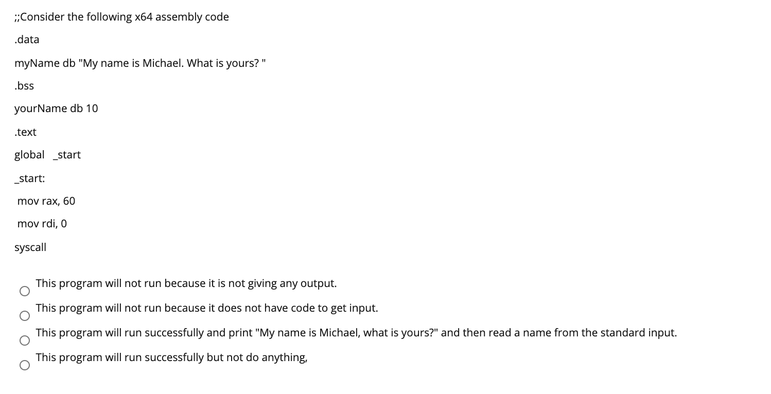 Solved ;;Consider the following x64 assembly code .data | Chegg.com