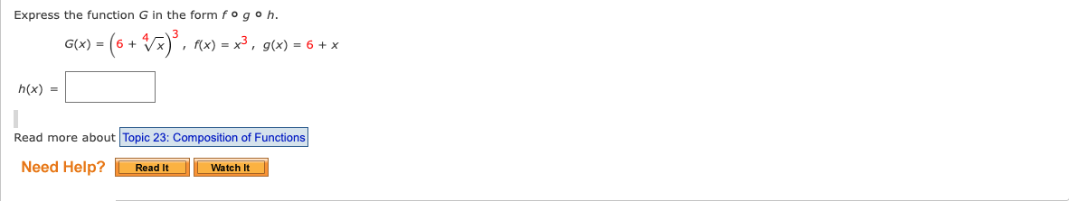 Solved Express the function G in the form f∘g∘h. | Chegg.com