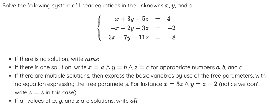 Solved I thought there were no solutions, the system says | Chegg.com
