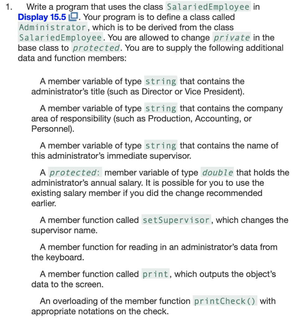 Solved | 1 //This is the header file salariedemployee.h. 2 | Chegg.com