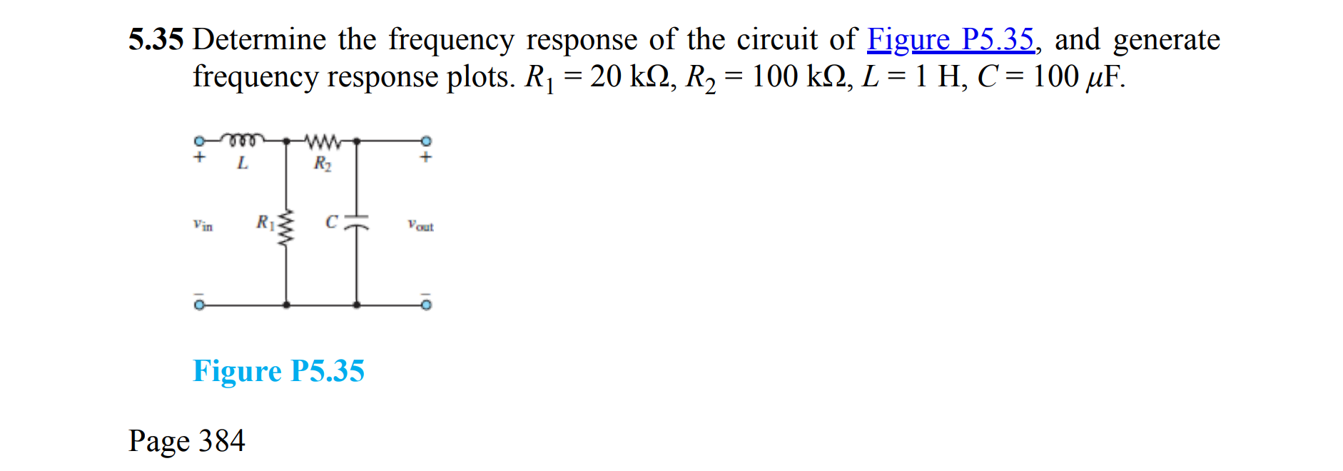 Solved 5.35 Determine the frequency response of the circuit | Chegg.com
