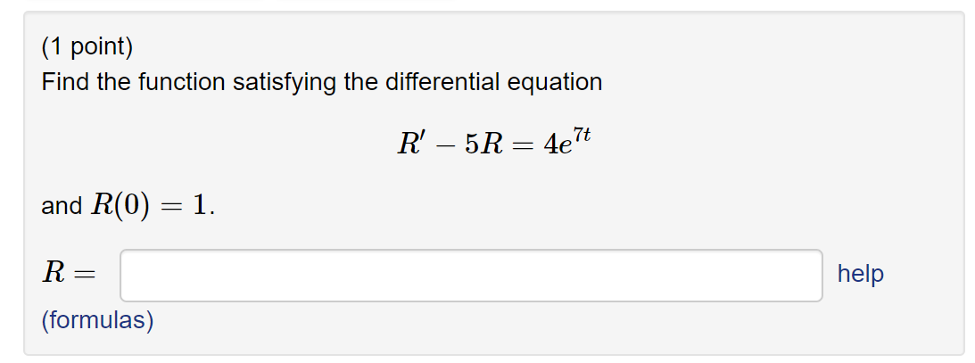 Solved (1 ﻿point)Find the function satisfying the | Chegg.com