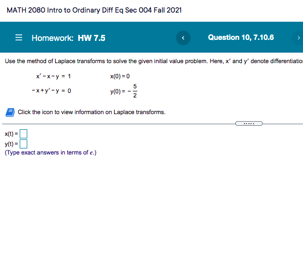 Solved MATH 2080 Intro to Ordinary Diff Eq Sec 004 Fall 2021 | Chegg.com