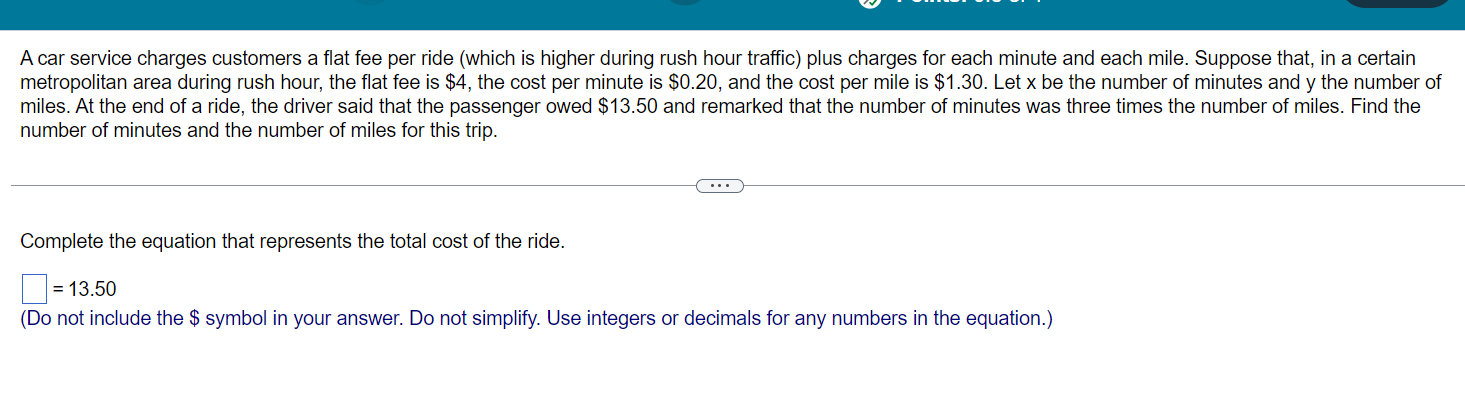Solved A car service charges customers a flat fee per ride | Chegg.com