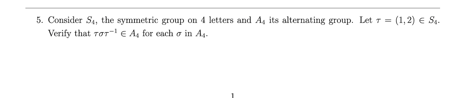 Solved Consider S4 The Symmetric Group On 4 Letters And A4