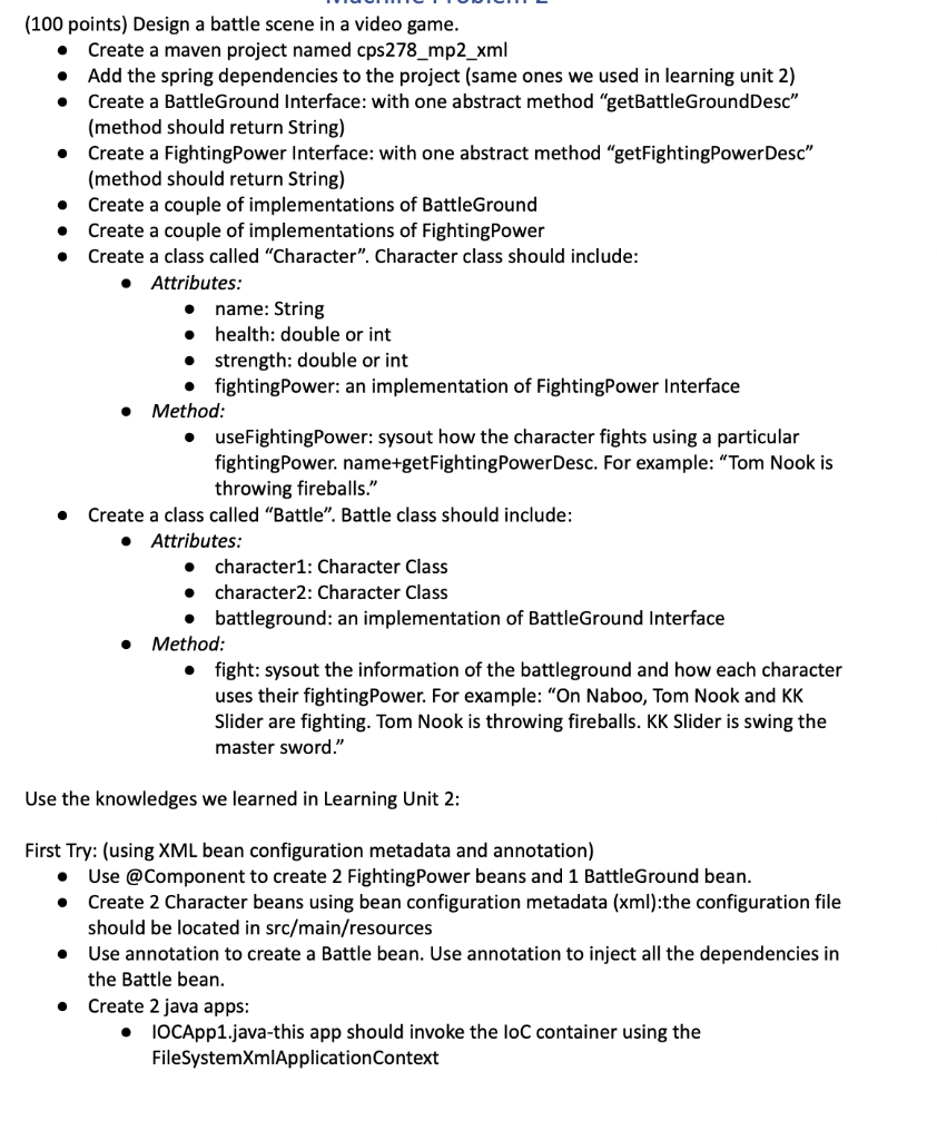 Solved (100 points) Design a battle scene in a video game. - | Chegg.com