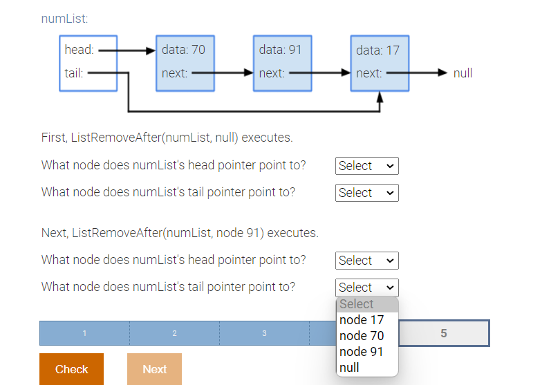 Solved numList: First, ListRemoveAfter(numList, null) | Chegg.com