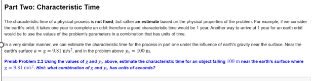 Solved Part Two: Characteristic Time The characteristio time | Chegg.com