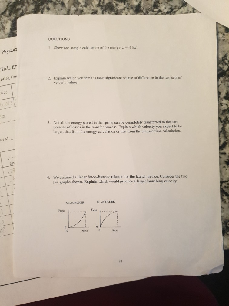 Solved: Phys2425 LAB REPORT FORM KINETIC AND POTENTIAL ENE... | Chegg.com