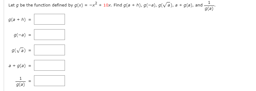 Solved 1 Let gbe the function defined by g(x) = -x + 10x. | Chegg.com