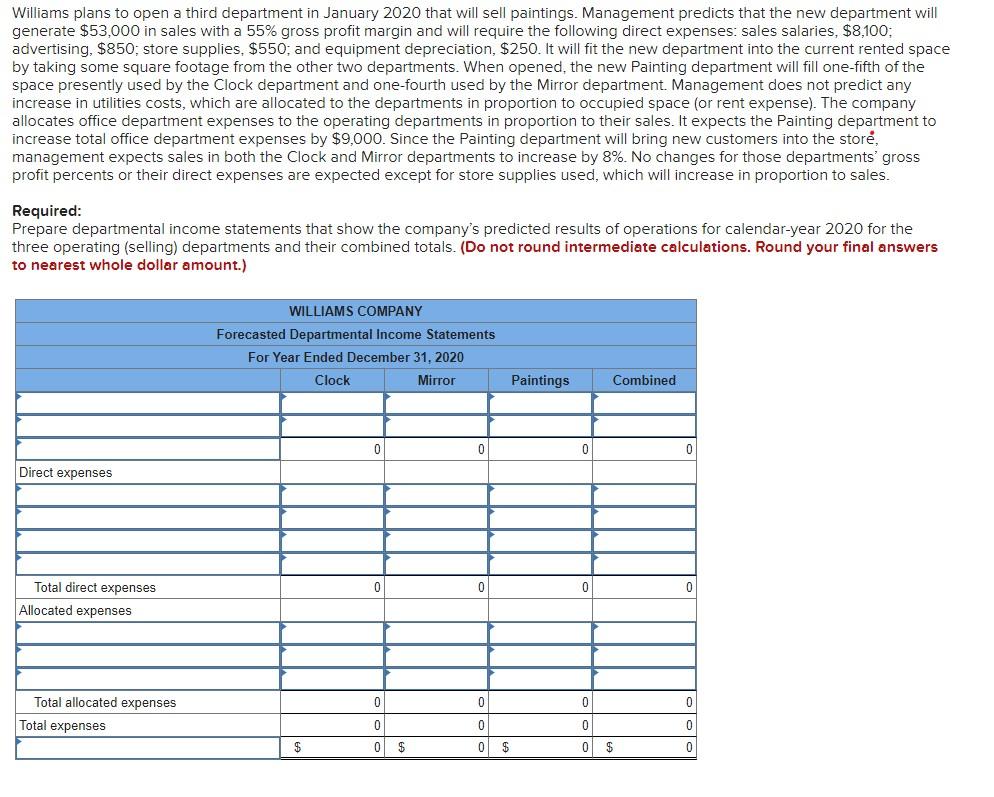 Solved Williams Company began operations in January 2019 | Chegg.com