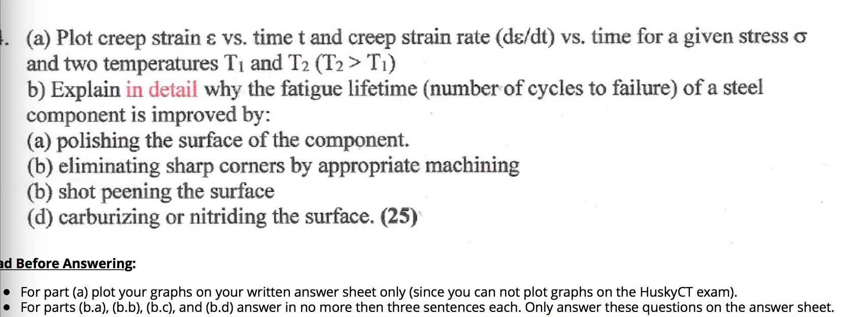 Solved (a) Plot creep strain £ vs. time t and creep strain | Chegg.com