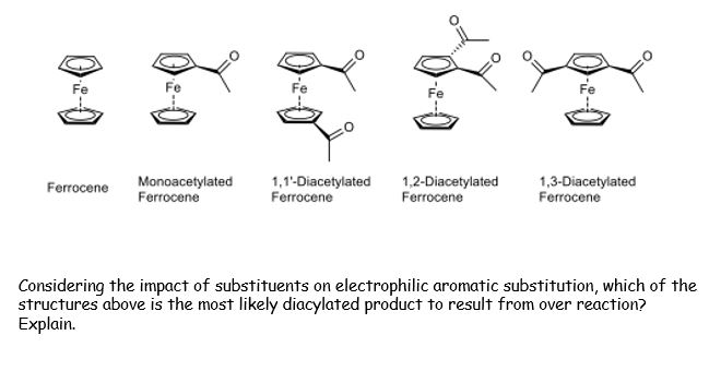 Solved Ferrocene Monoacetylated Ferrocene 1,1-Diacetylated | Chegg.com