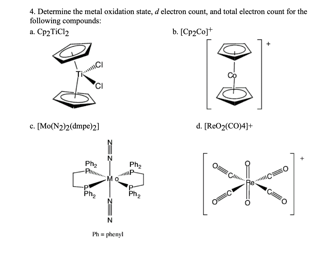 Solved 4 Determine The Metal Oxidation State D Electron