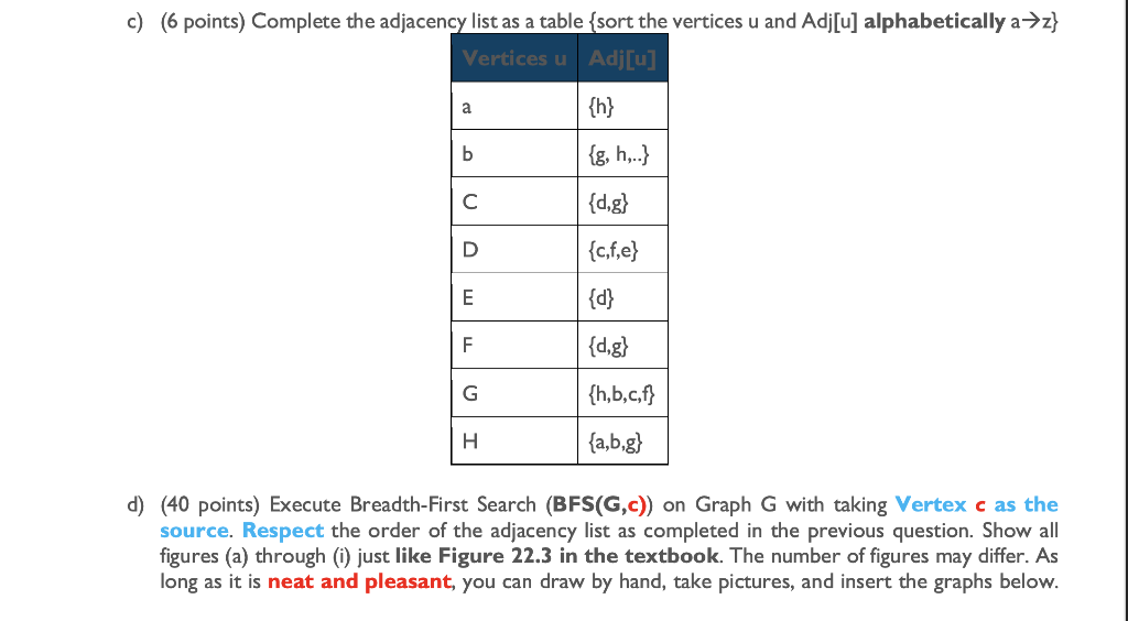 Solved Exercise (50 points) Breadth-First Search Consider | Chegg.com