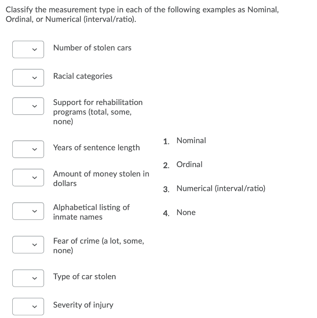 Solved Classify the measurement type in each of the | Chegg.com