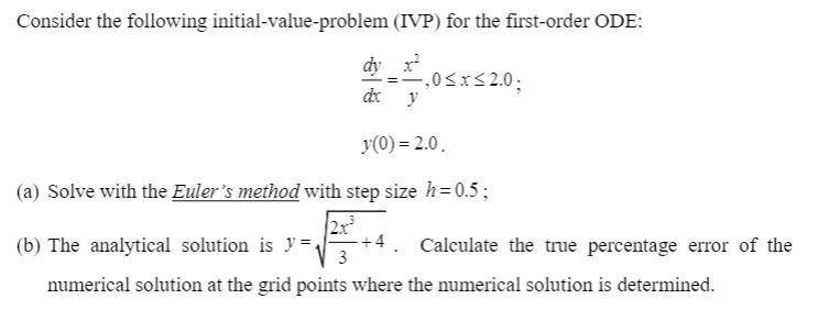 Consider the following initial-value-problem (IVP) | Chegg.com