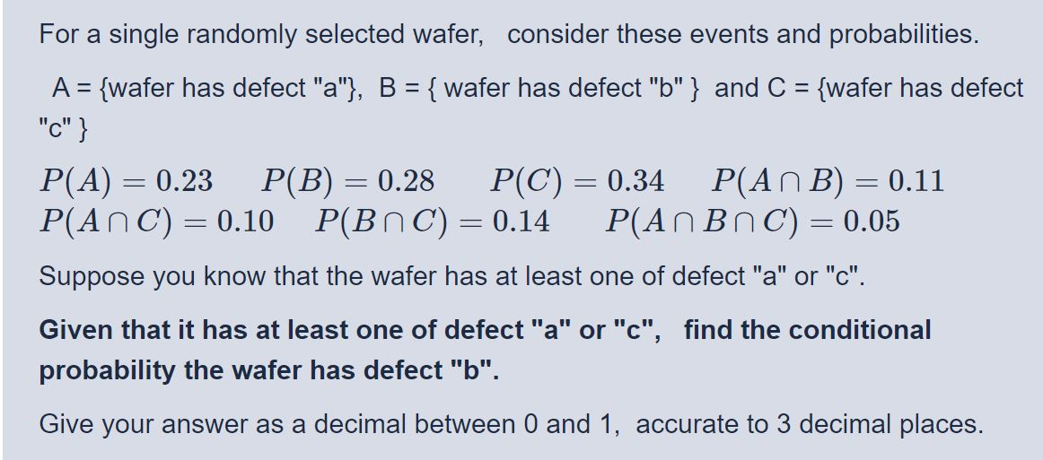 Solved For a single randomly selected wafer, consider these | Chegg.com