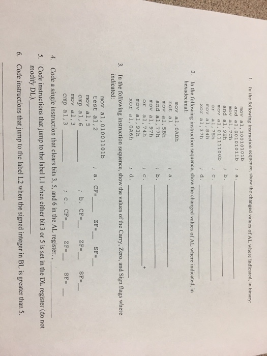 Solved In the following instruction sequence, show the | Chegg.com
