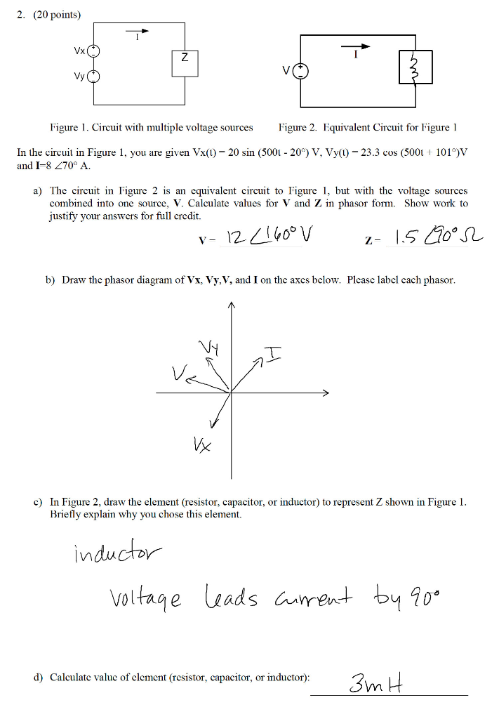Solved 2. (20 points) Figure. Circuit with multiple voltage | Chegg.com