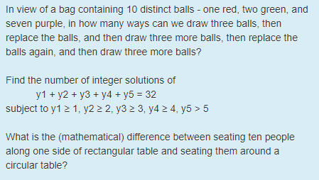 Solved In view of a bag containing 10 distinct balls - one | Chegg.com
