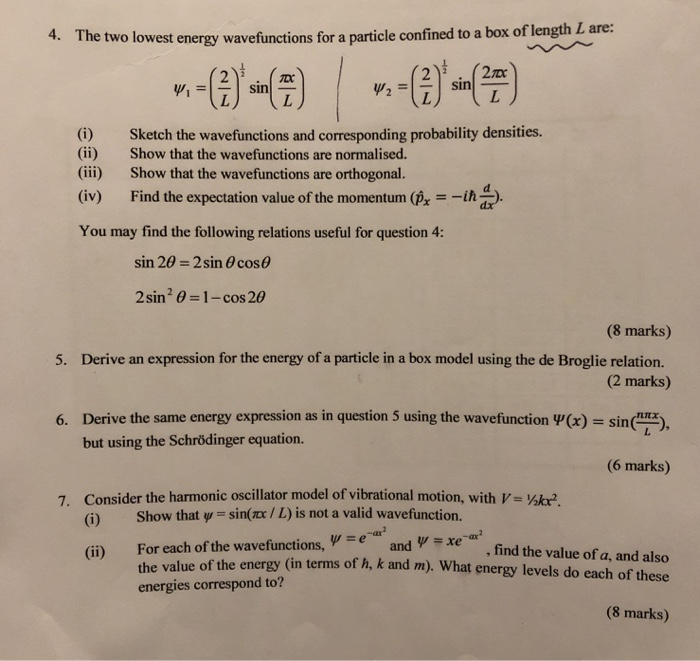 Solved The two lowest energy wavefunctions for a particle in | Chegg.com