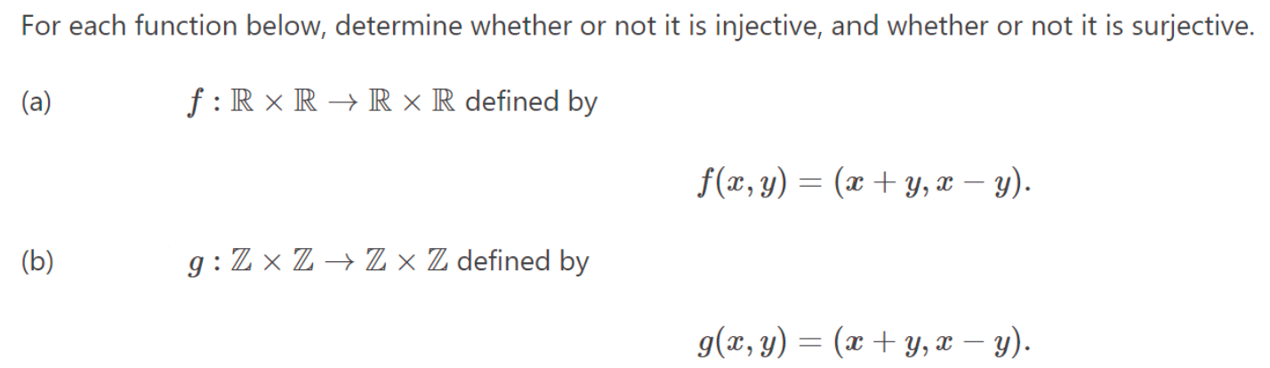 Solved For each function below, determine whether or not it | Chegg.com