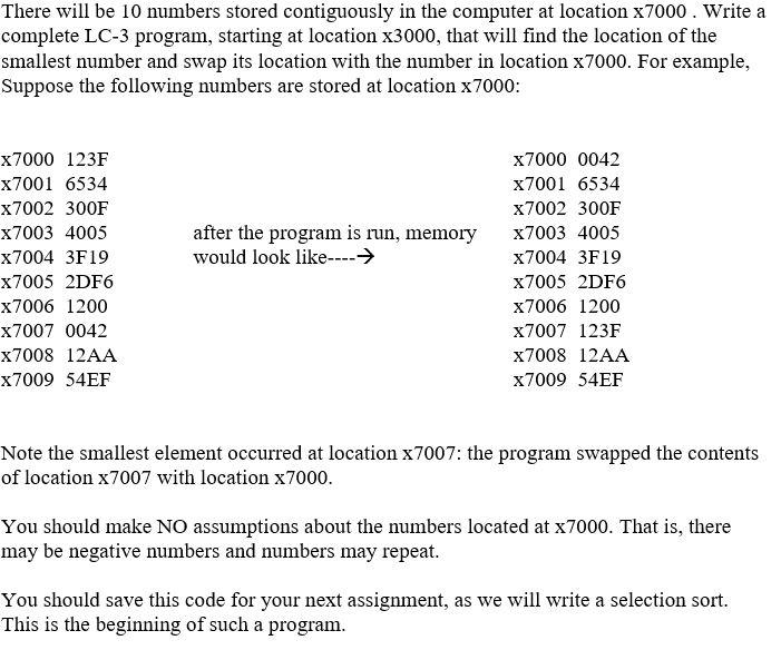 Solved There will be 10 numbers stored contiguously in the | Chegg.com