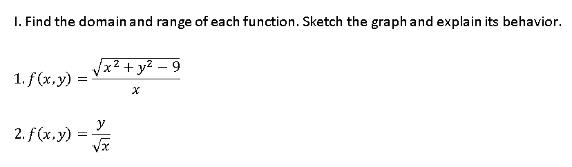 Solved I. Find the domain and range of each function. Sketch | Chegg.com
