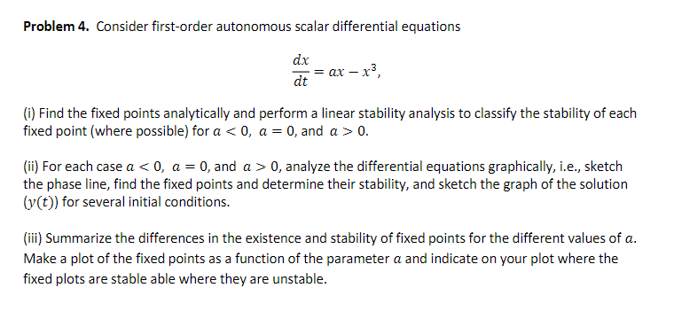 Solved Problem 4 Consider First Order Autonomous Scalar 