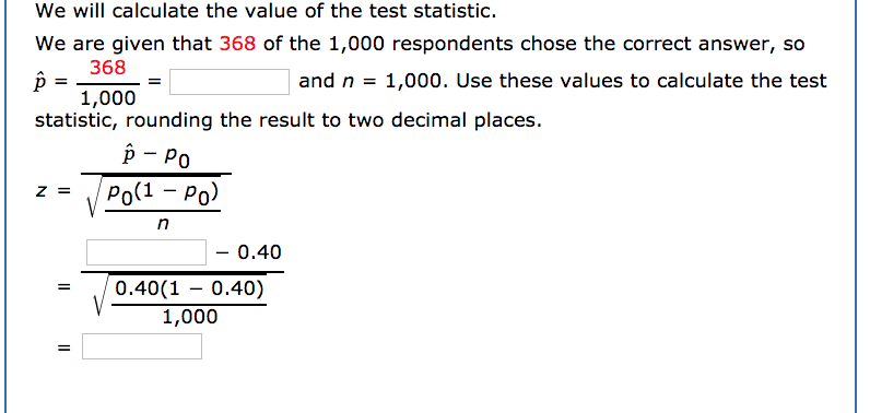 Solved We will calculate the value of the test statistic. We | Chegg.com