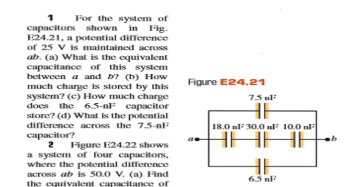 Solved For the system of capacitors shown in Fig. E24.21, a | Chegg.com