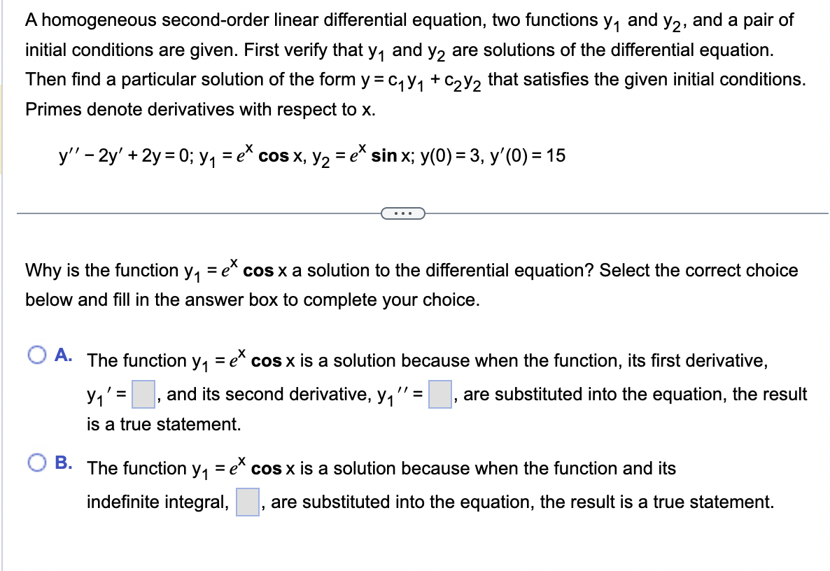 Solved A homogeneous second-order linear differential | Chegg.com