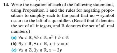 Solved 14. Write the negation of each of the following | Chegg.com