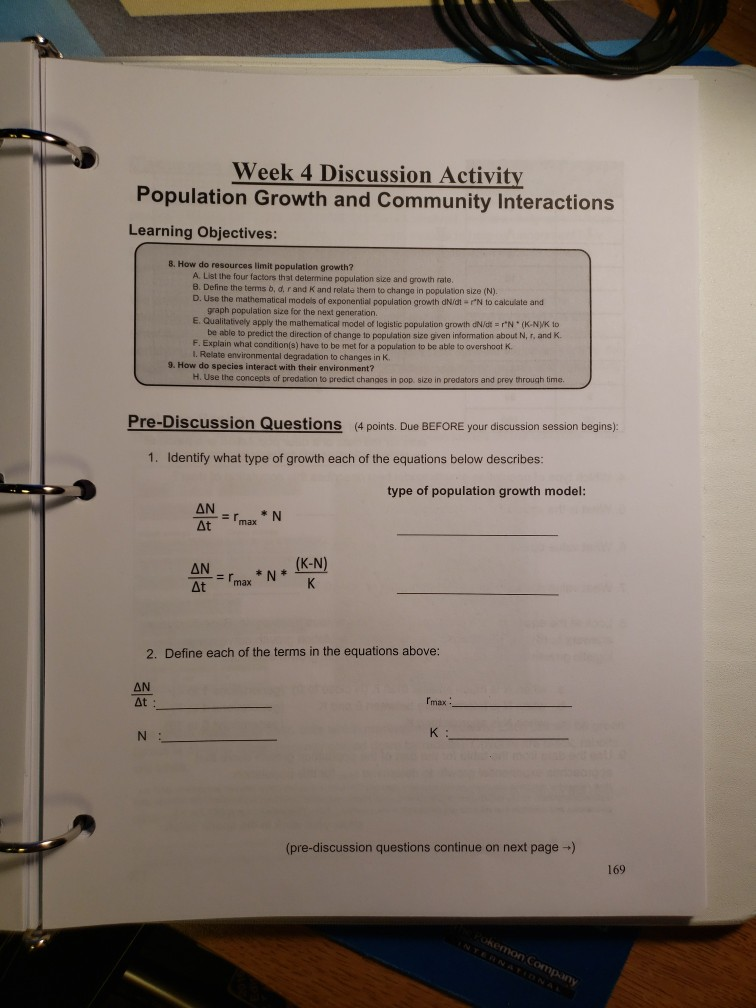 Solved Week 4 Discussion Activity Population Growth and | Chegg.com