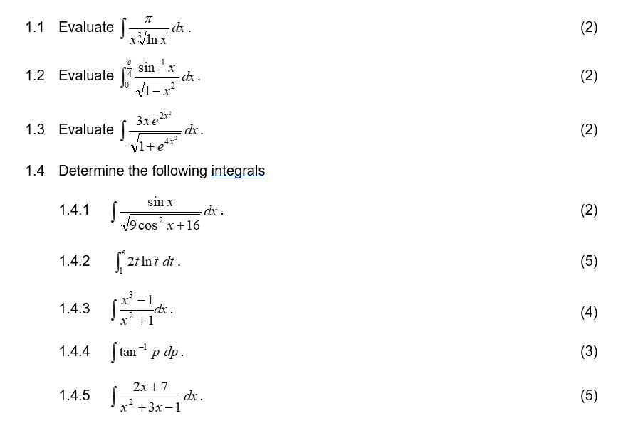 Solved 1.1 Evaluate \\( \\int \\frac{\\pi}{x \\sqrt[3]{\\ln | Chegg.com