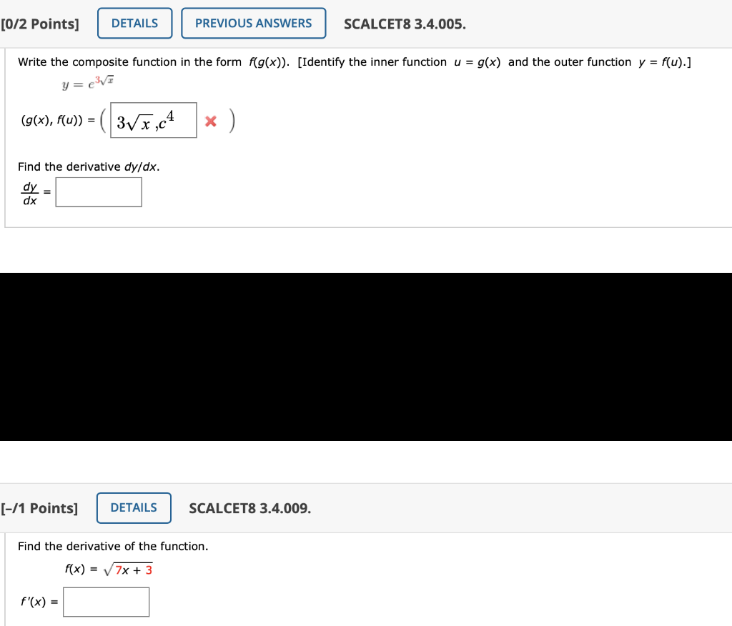 Solved [0/2 Points] DETAILS PREVIOUS ANSWERS SCALCET8 | Chegg.com