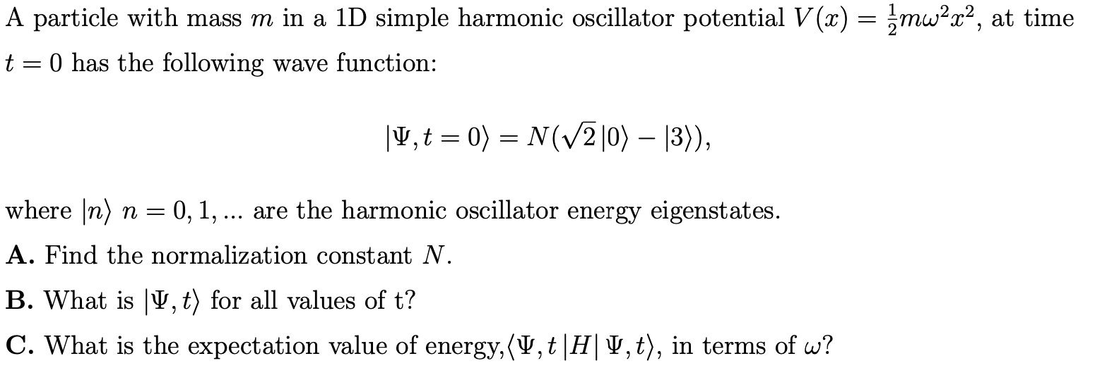 Solved A particle with mass m in a 1D simple harmonic | Chegg.com