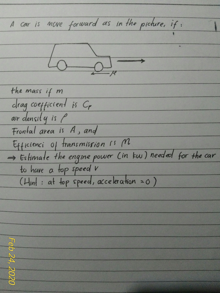 Solved A car is move forward as in the picture, if: the mass | Chegg.com