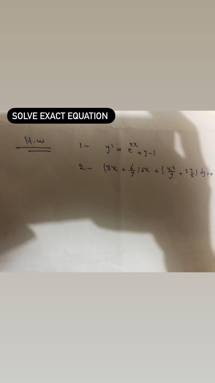Solved SOLVE EXACT EQUATION How 2X y = = ety-1 2- 13x/*+ **) | Chegg.com