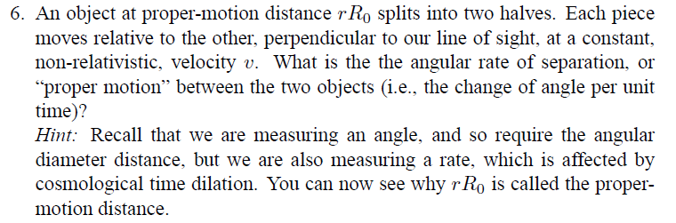 Solved 6. An object at proper-motion distance rRo splits | Chegg.com