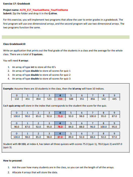 Solved Exercise 17: Gradebook Project name: | Chegg.com