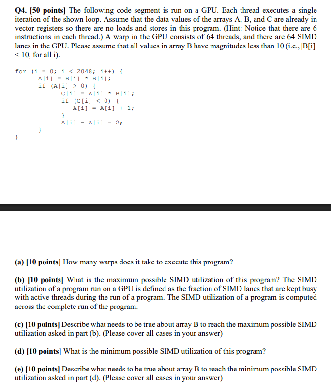Solved Q4. [50 ﻿points] ﻿The following code segment is run | Chegg.com