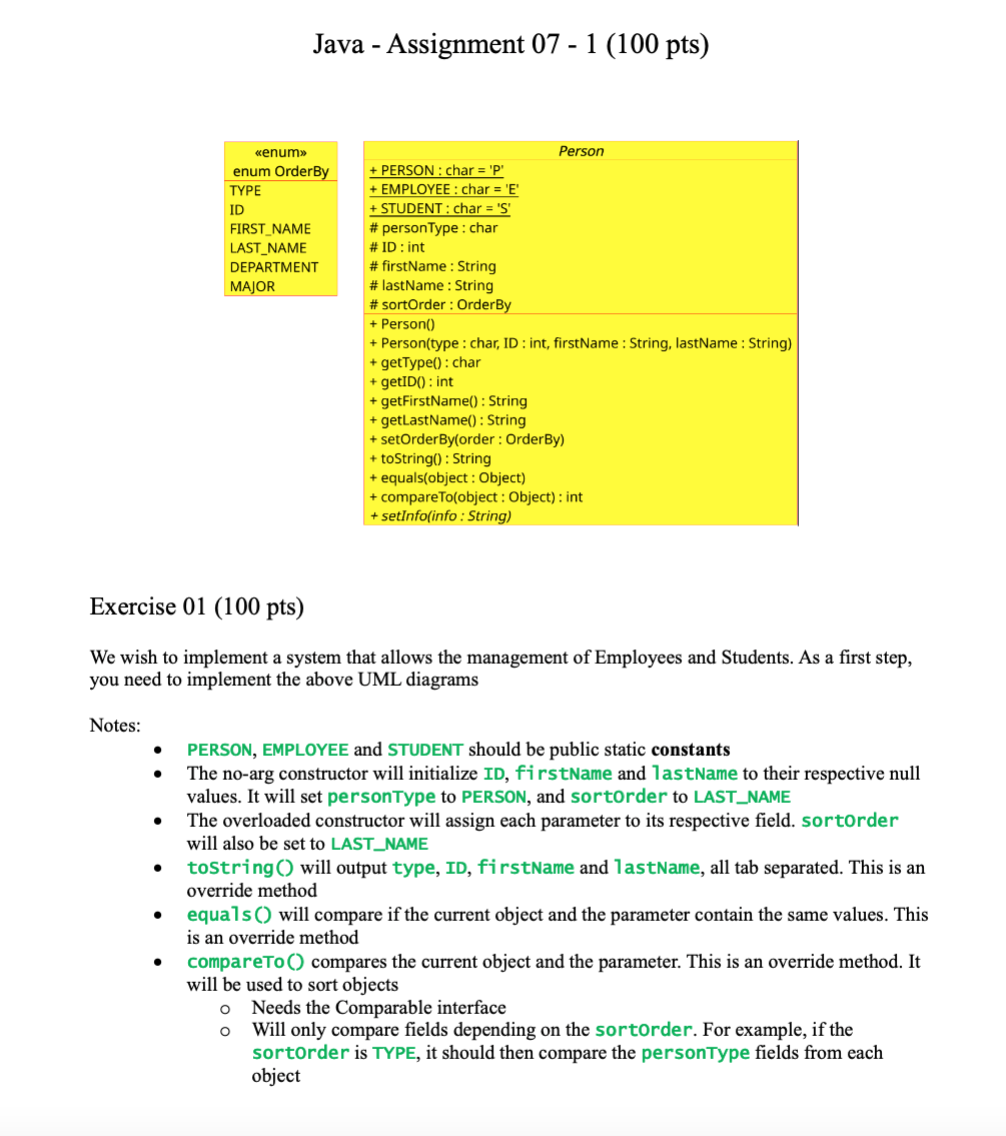 Solved Java Assignment 07 1 100 Pts Enum Enum Order 