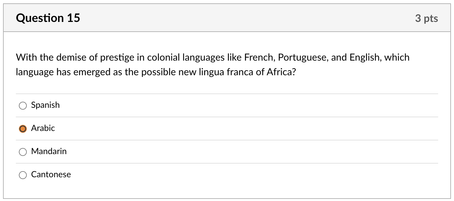 With the demise of prestige in colonial languages | Chegg.com