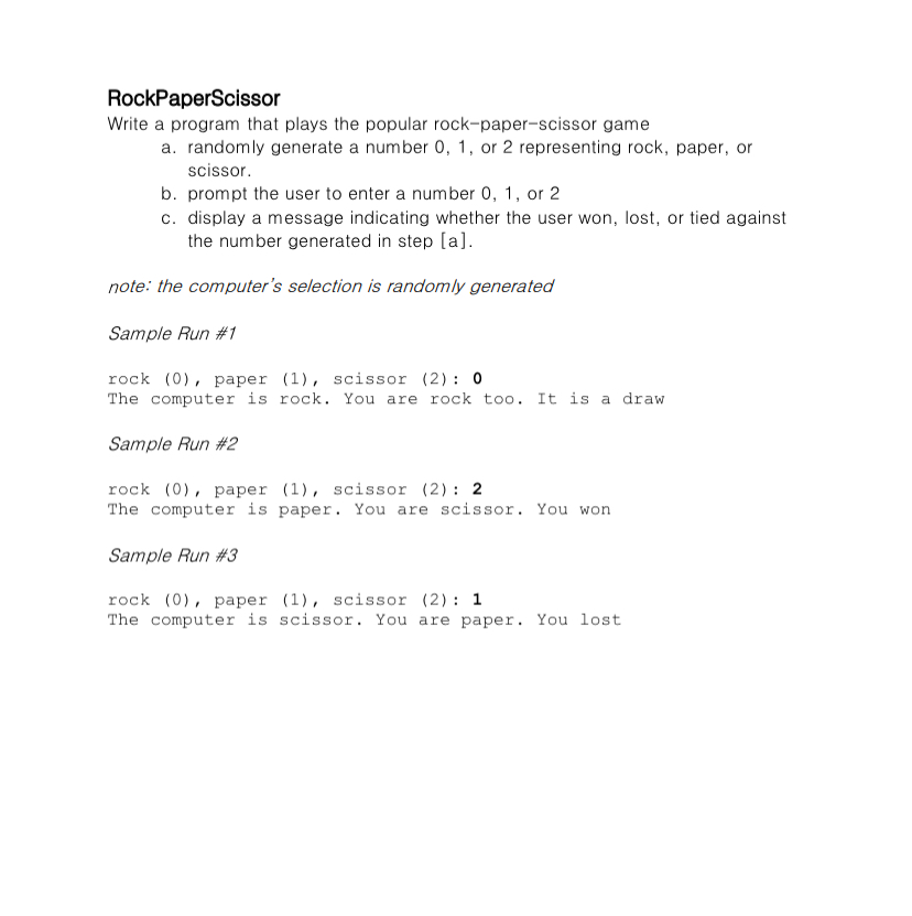 Solved RockPaperScissor Write a program that plays the | Chegg.com