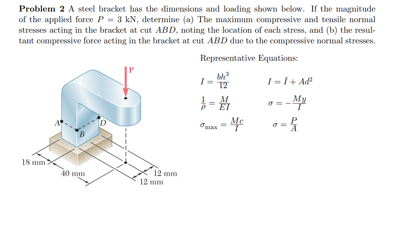 Solved - Problem 2 A steel bracket has the dimensions and | Chegg.com