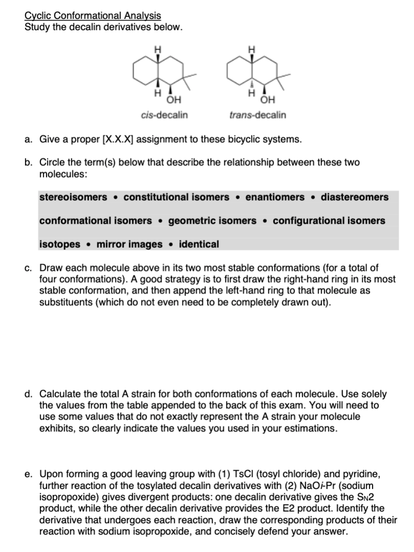 Solved Cyclic Conformational Analysis Study the decalin | Chegg.com